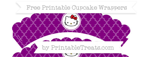 Free Purple Moroccan Tile Hello Kitty Scalloped Cupcake Wrappers ...