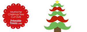 Red and Green Mustache Tree Cut Outs — Printable Treats.com