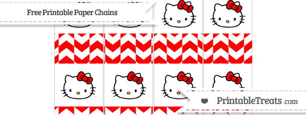 Free Red Herringbone Pattern Hello Kitty Paper Chains — Printable ...