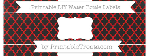 Red Moroccan Tile Chalk Style DIY Water Bottle Labels — Printable ...