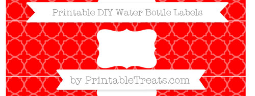 Red Quatrefoil Pattern DIY Water Bottle Labels — Printable Treats.com