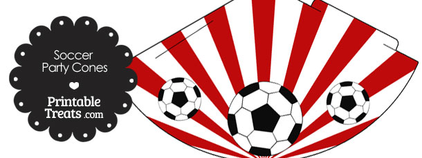 Red Sunburst Soccer Party Cones — Printable Treats.com