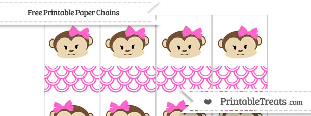 Rose Pink Fish Scale Pattern Girl Monkey Paper Chains — Printable ...