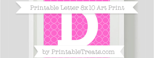 Rose Pink Quatrefoil Pattern Letter D 8×10 Art Print — Printable Treats.com