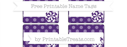 Free Royal Purple Dotted Pattern Cheer Pom Pom Name Tags — Printable ...