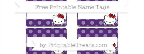 Free Royal Purple Dotted Pattern Hello Kitty Name Tags — Printable ...