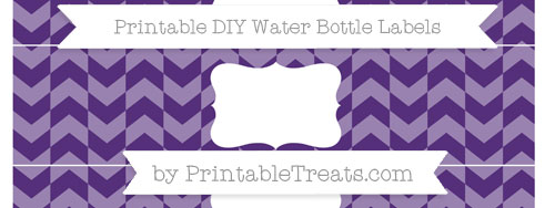 Royal Purple Herringbone Pattern DIY Water Bottle Labels — Printable ...