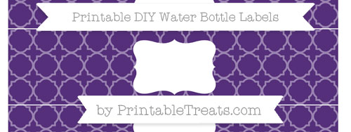 Royal Purple Quatrefoil Pattern DIY Water Bottle Labels — Printable ...