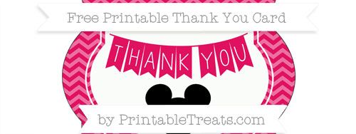 Ruby Pink Chevron Mickey Mouse Thank You Card — Printable Treats.com
