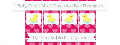 Ruby Pink Heart Pattern Baby Duck Mini Chocolate Bar Wrappers ...