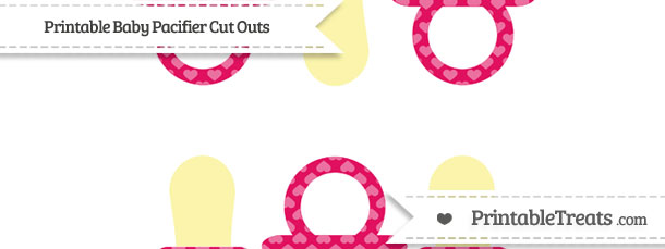 Ruby Pink Heart Pattern Small Baby Pacifier Cut Outs — Printable Treats.com