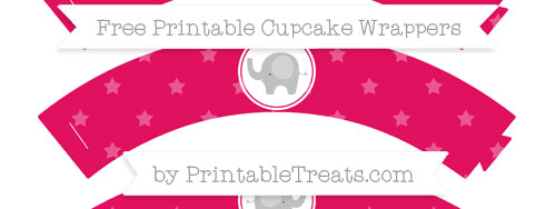 Ruby Pink Star Pattern Baby Elephant Cupcake Wrappers — Printable ...