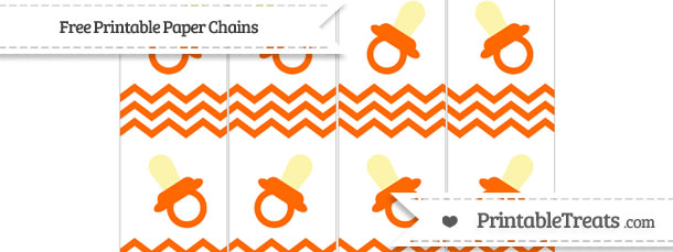 Safety Orange Chevron Baby Pacifier Paper Chains — Printable Treats.com