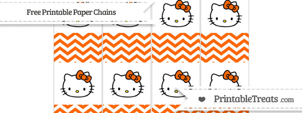 Free Safety Orange Chevron Hello Kitty Paper Chains — Printable Treats.com