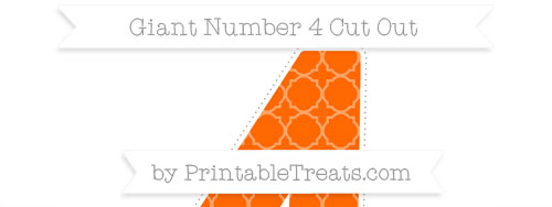 Safety Orange Quatrefoil Pattern Giant Number 4 Cut Out — Printable ...