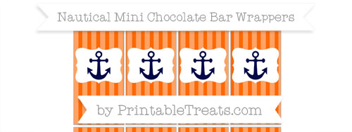 Safety Orange Thin Striped Pattern Nautical Mini Chocolate Bar Wrappers ...