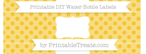 Saffron Yellow Polka Dot DIY Water Bottle Labels — Printable Treats.com