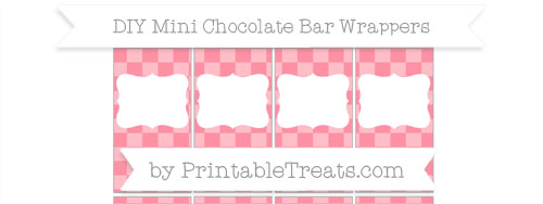 Salmon Pink Checker Pattern DIY Mini Chocolate Bar Wrappers — Printable ...