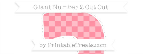 Salmon Pink Checker Pattern Giant Number 2 Cut Out — Printable Treats.com