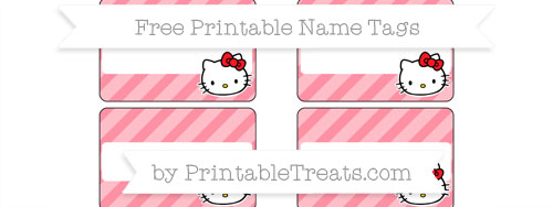 Free Salmon Pink Diagonal Striped Hello Kitty Name Tags — Printable ...