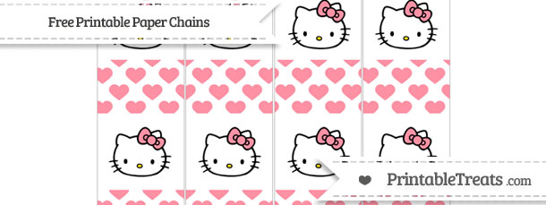 Free Salmon Pink Heart Pattern Hello Kitty Paper Chains — Printable ...