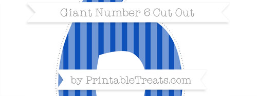 Sapphire Blue Striped Giant Number 6 Cut Out — Printable Treats.com