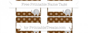 Free Sepia Dotted Pattern Elephant Name Tags — Printable Treats.com