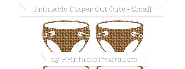 Sepia Houndstooth Pattern Small Baby Diaper Cut Outs — Printable Treats.com