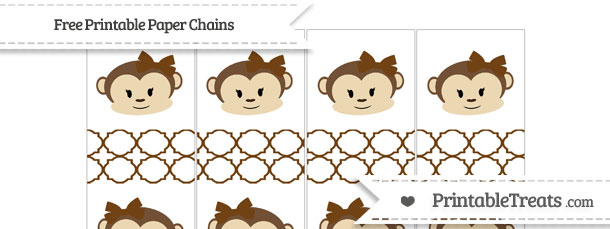 Sepia Quatrefoil Pattern Girl Monkey Paper Chains — Printable Treats.com