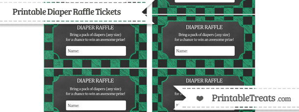Free Shamrock Green Checker Pattern Chalk Style Diaper Raffle Tickets ...