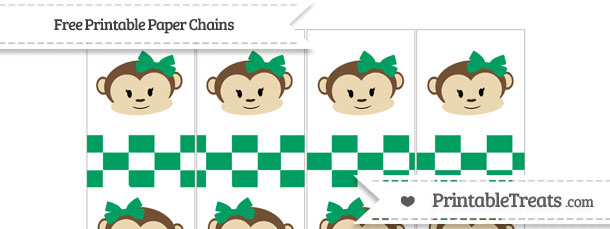 Shamrock Green Checker Pattern Girl Monkey Paper Chains — Printable ...