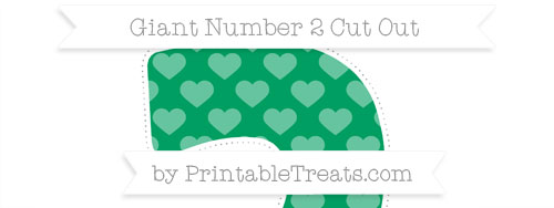 Shamrock Green Heart Pattern Giant Number 2 Cut Out — Printable Treats.com