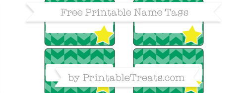 Free Shamrock Green Herringbone Pattern Star Name Tags — Printable ...