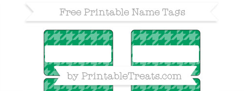 Free Shamrock Green Houndstooth Pattern Simple Name Tags — Printable ...