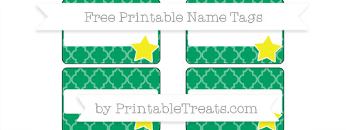 Free Shamrock Green Moroccan Tile Star Name Tags — Printable Treats.com