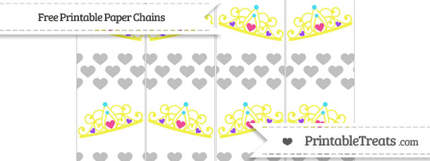 Silver Heart Pattern Princess Tiara Paper Chains — Printable Treats.com