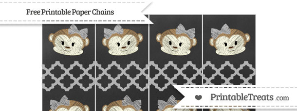 Silver Moroccan Tile Chalk Style Girl Monkey Paper Chains — Printable ...
