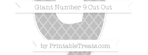 Silver Moroccan Tile Giant Number 9 Cut Out — Printable Treats.com