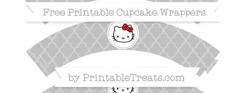 Silver Moroccan Tile Hello Kitty Cupcake Wrappers — Printable Treats.com