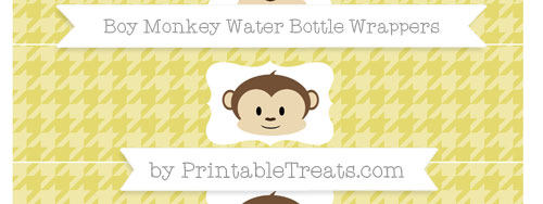 Straw Yellow Houndstooth Pattern Boy Monkey Water Bottle Wrappers ...