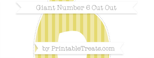 Straw Yellow Striped Giant Number 6 Cut Out — Printable Treats.com