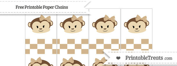 Tan Checker Pattern Girl Monkey Paper Chains — Printable Treats.com