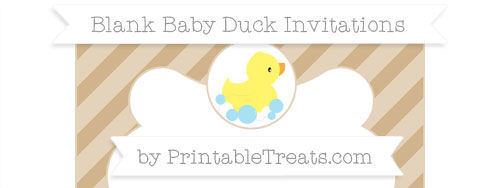 Free Tan Diagonal Striped Blank Baby Duck Invitation — Printable Treats.com
