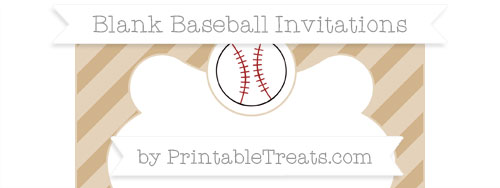 Free Tan Diagonal Striped Blank Baseball Invitation — Printable Treats.com