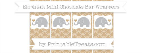 Tan Fish Scale Pattern Elephant Mini Chocolate Bar Wrappers — Printable ...