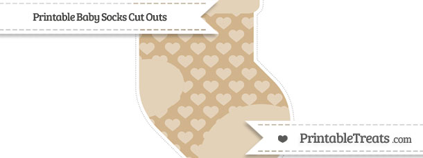 Tan Heart Pattern Extra Large Baby Socks Cut Outs — Printable Treats.com