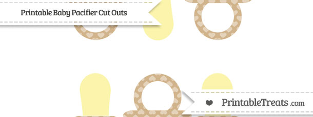 Tan Heart Pattern Small Baby Pacifier Cut Outs — Printable Treats.com