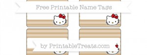 Free Tan Horizontal Striped Hello Kitty Name Tags — Printable Treats.com