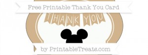 Tan Mickey Mouse Thank You Card — Printable Treats.com