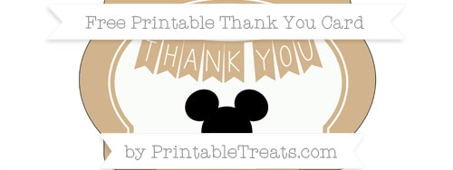 Tan Mickey Mouse Thank You Card — Printable Treats.com